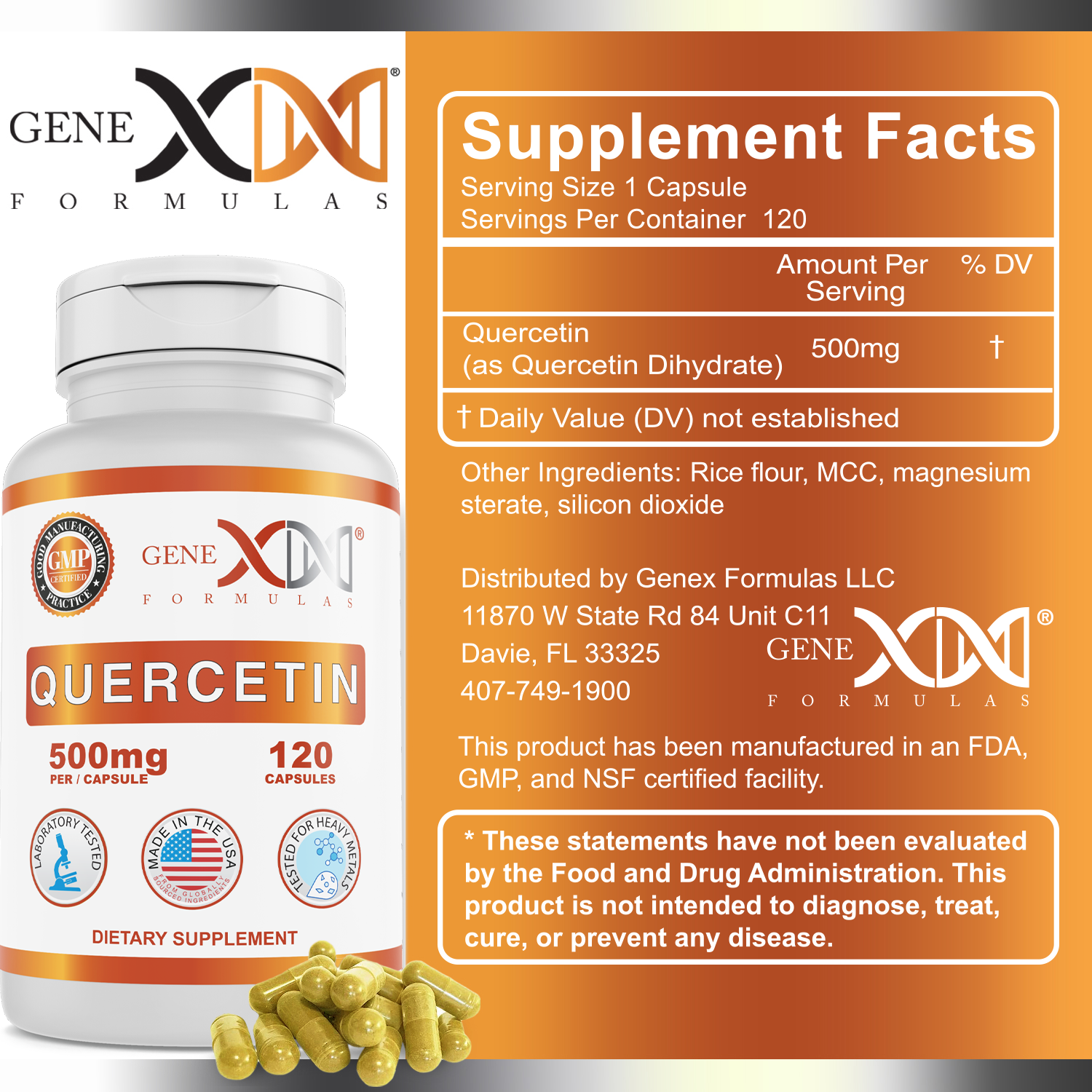 Genex Quercetin 500mg (120 capsules) – Genex Formulas LLC