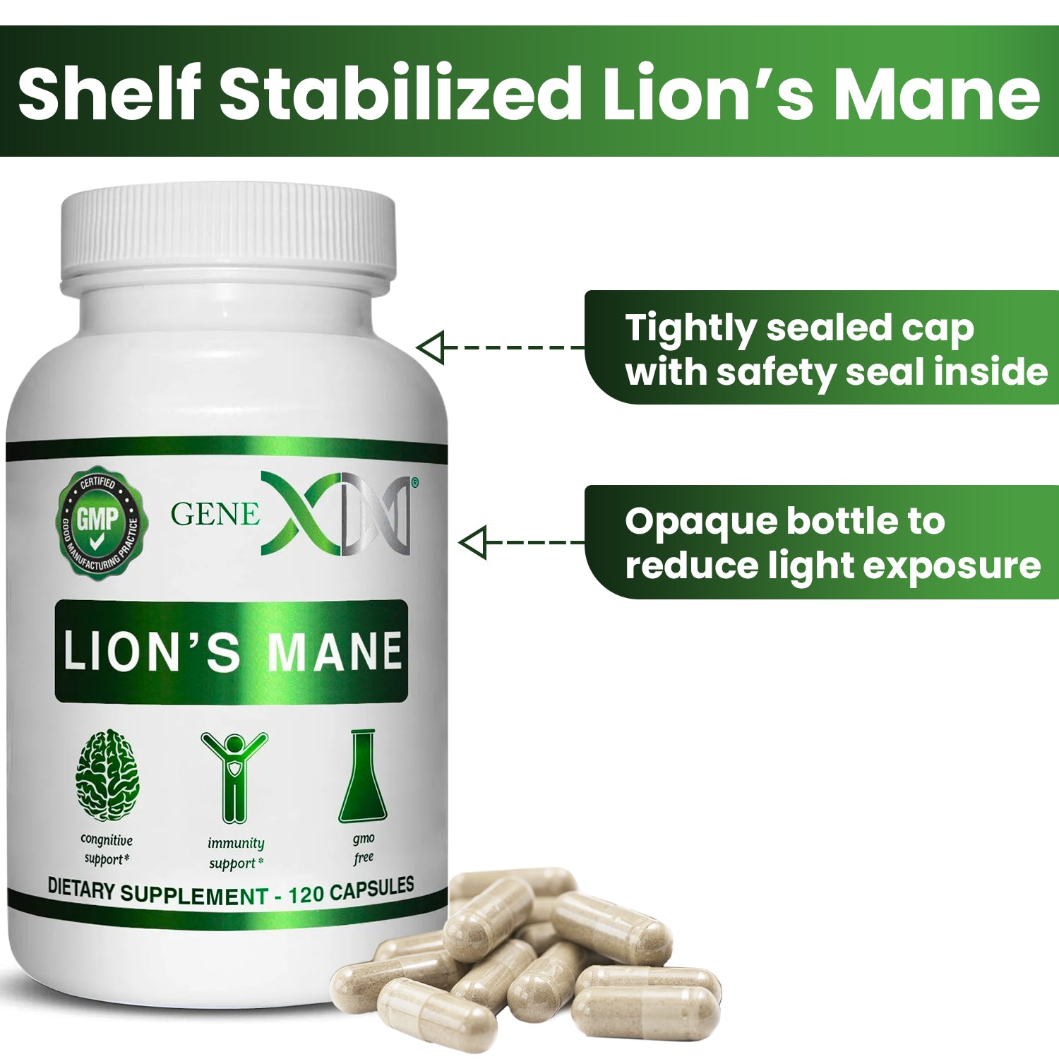 Genex Lion's Mane 1000mg (120 Capsules) – Genex Formulas LLC
